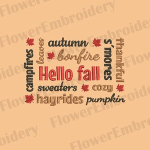 Hello Fall Machine Embroidery Design: Pumpkin Bonfire (10 Formats) - Etsy
