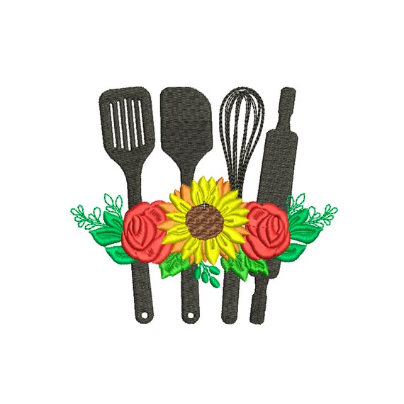 Kitchen Machine Embroidery Design Baking Utensils Embroidery | Etsy