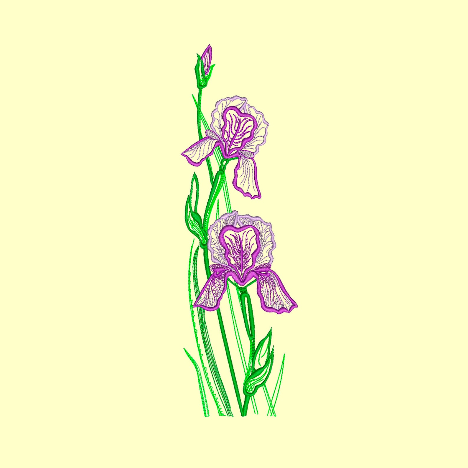 Iris Machine Embroidery Design Blooming Iris Embroidery Design - Etsy
