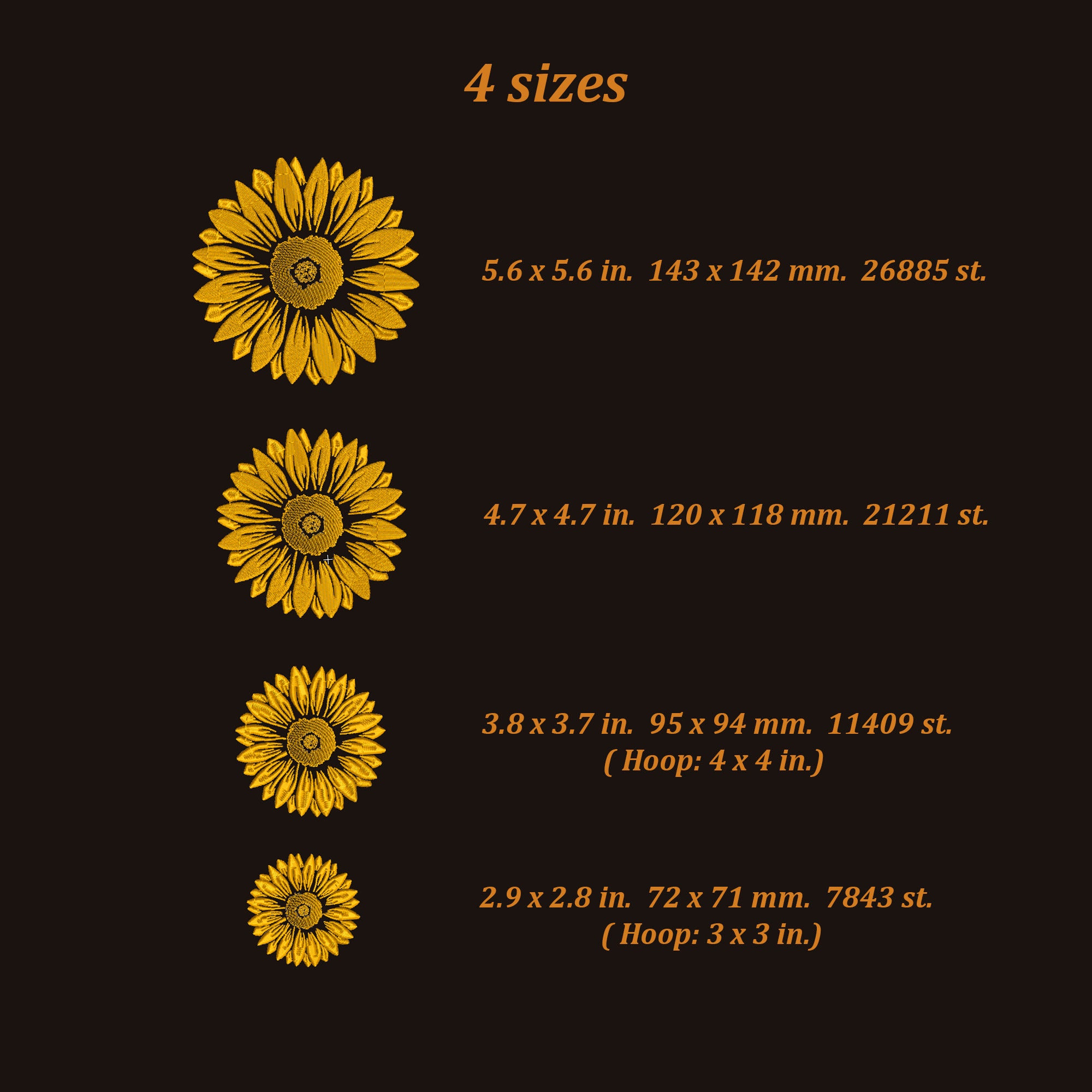 Sunflower embroidery design Flower machine embroidery designs | Etsy