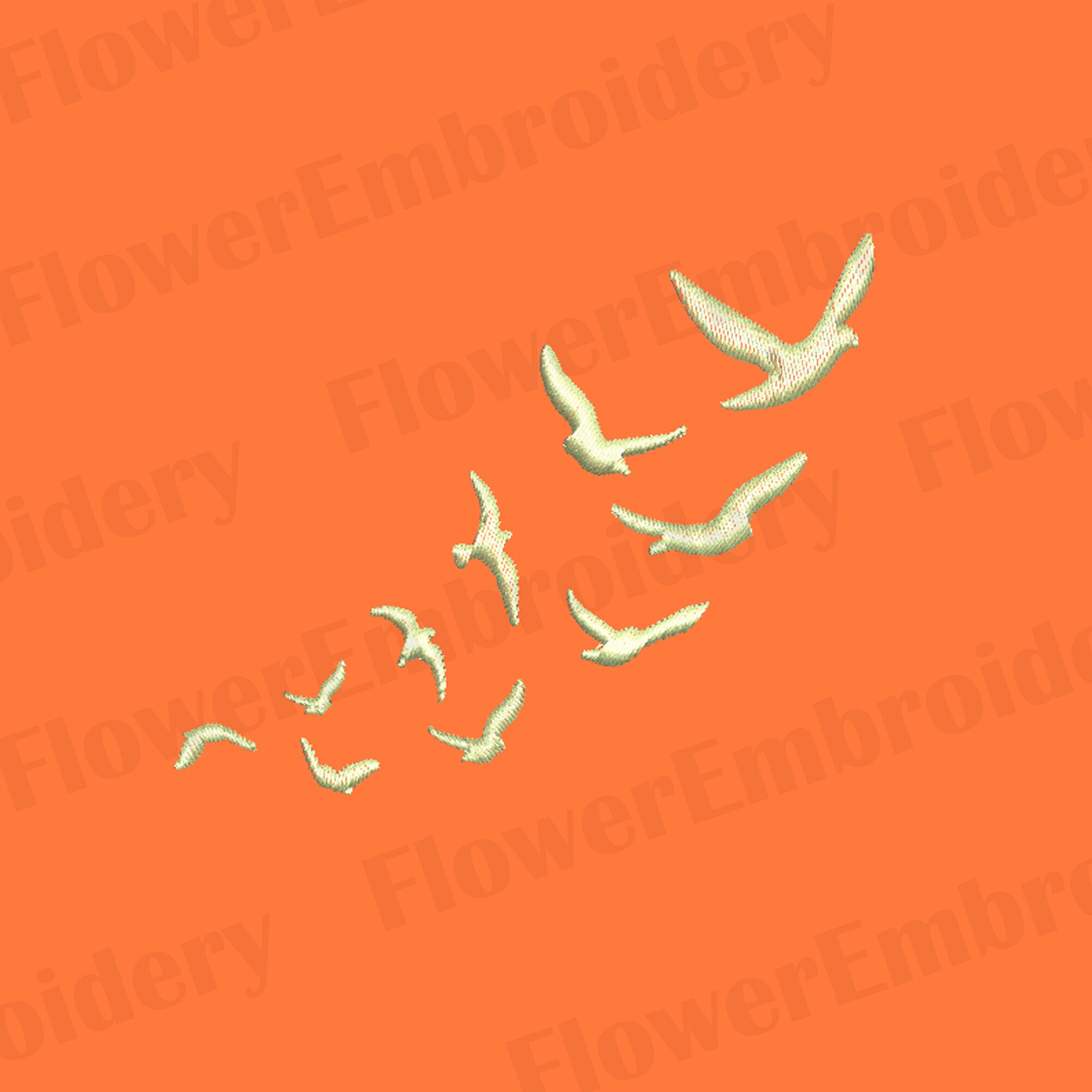 Flock of Birds Embroidery Design: Silhouette Mini Bird (digital ...
