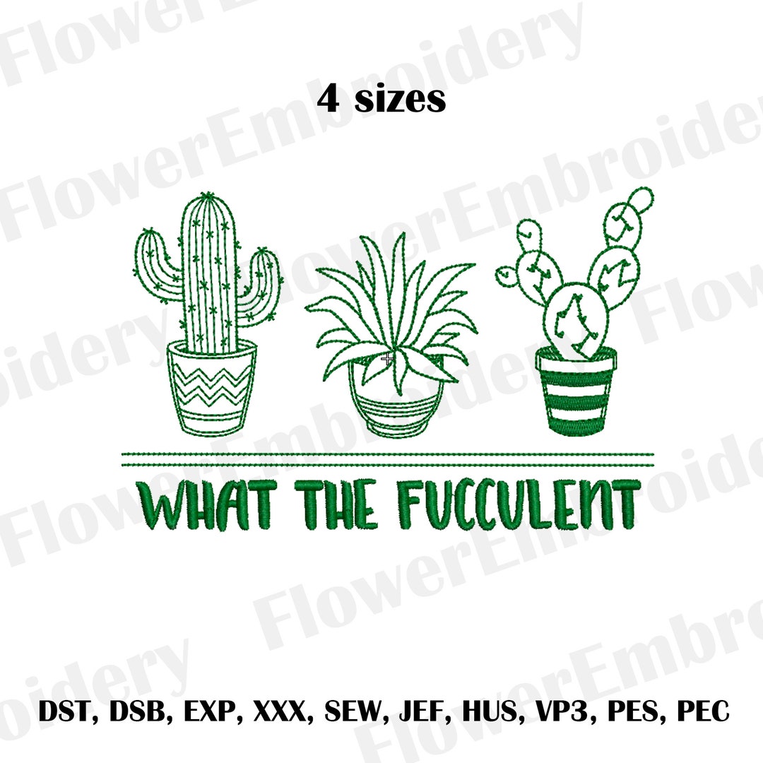 What the Fucculent Cactus Embroidery Design: Plant Pattern (digital ...