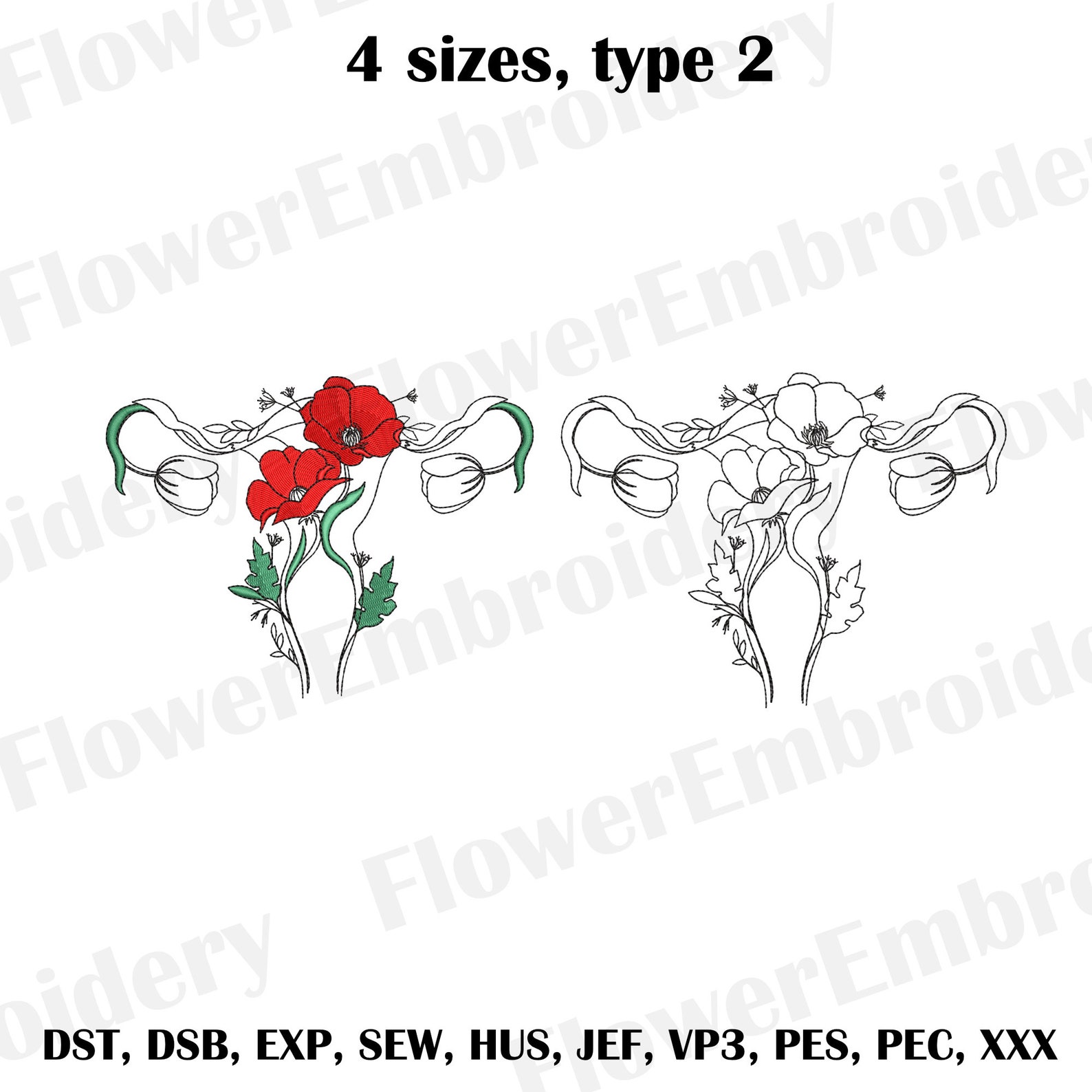 Uterus Machine Embroidery Design Pro Choice Embroidery Uterus - Etsy