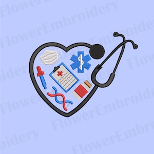 Nurse Machine Embroidery Design Medical Design Stethoscope Embroidery ...