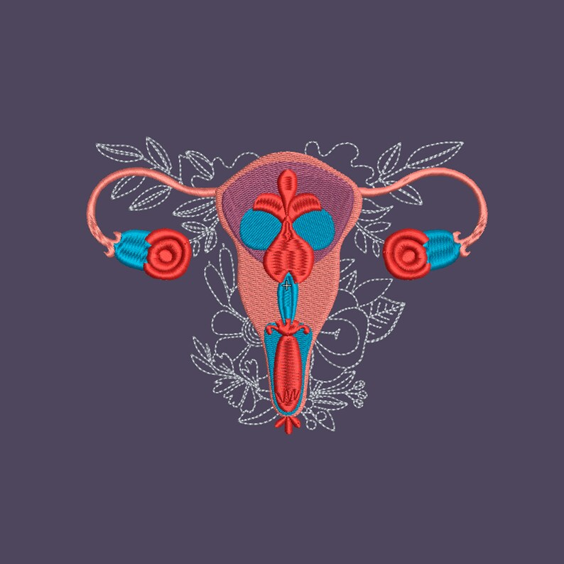 Uterus Embroidery Design Uterus in Flowers Embroidery Woman - Etsy