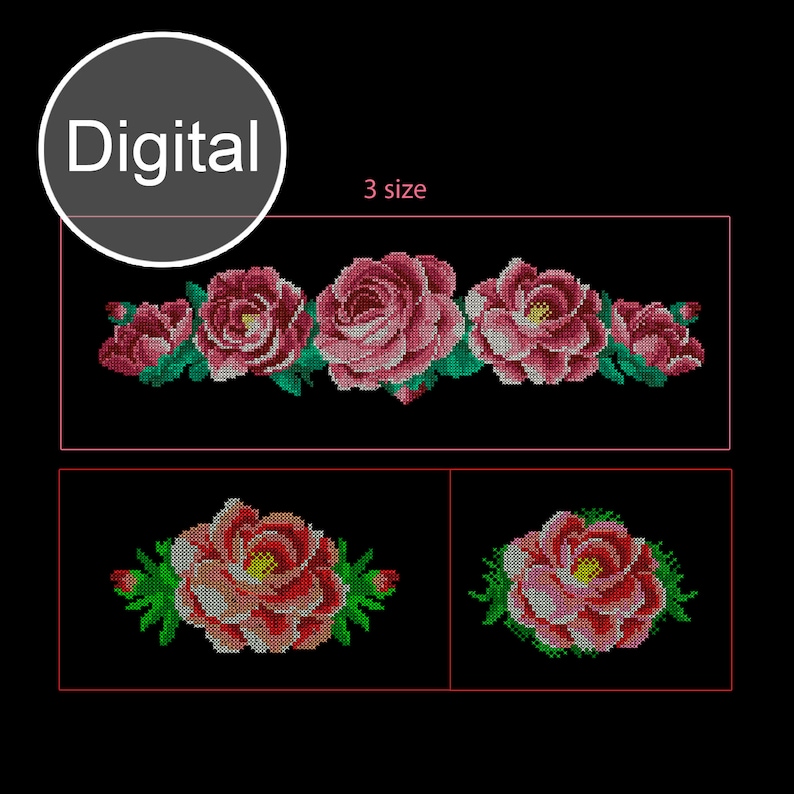 Rose Flower Machine Embroidery Design Мachine Embroidery - Etsy