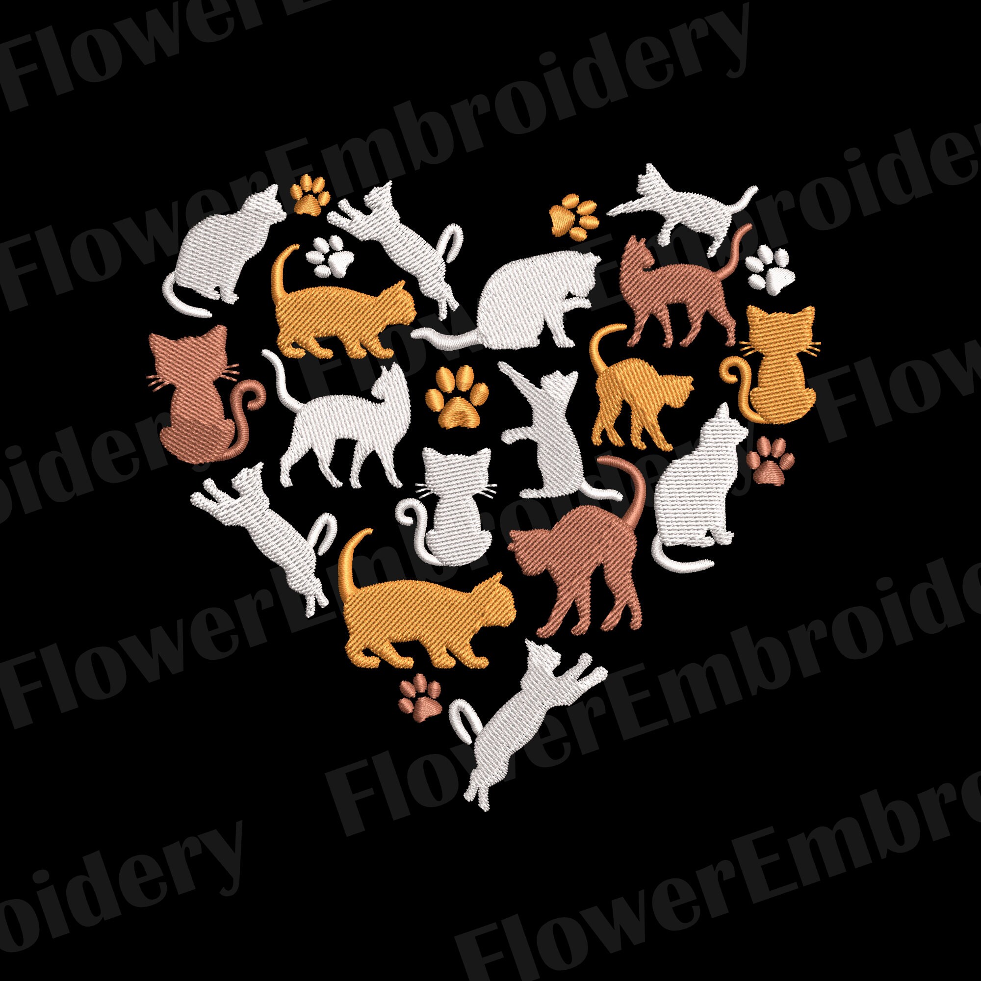 I Love Cat Machine Embroidery Design Kitty Embroidery Machine - Etsy