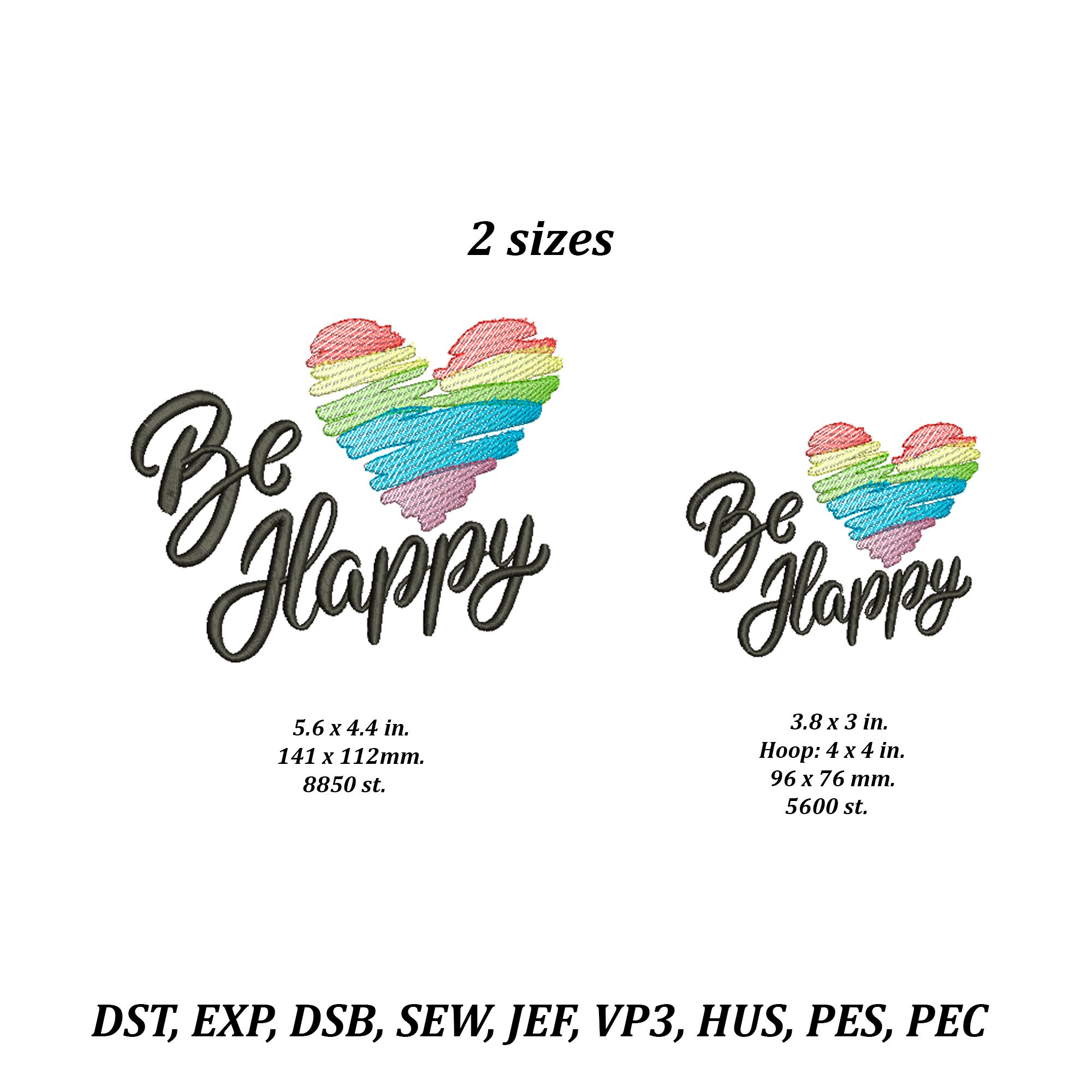 Be Happy Machine Embroidery Design Happy Embroidery Digital | Etsy