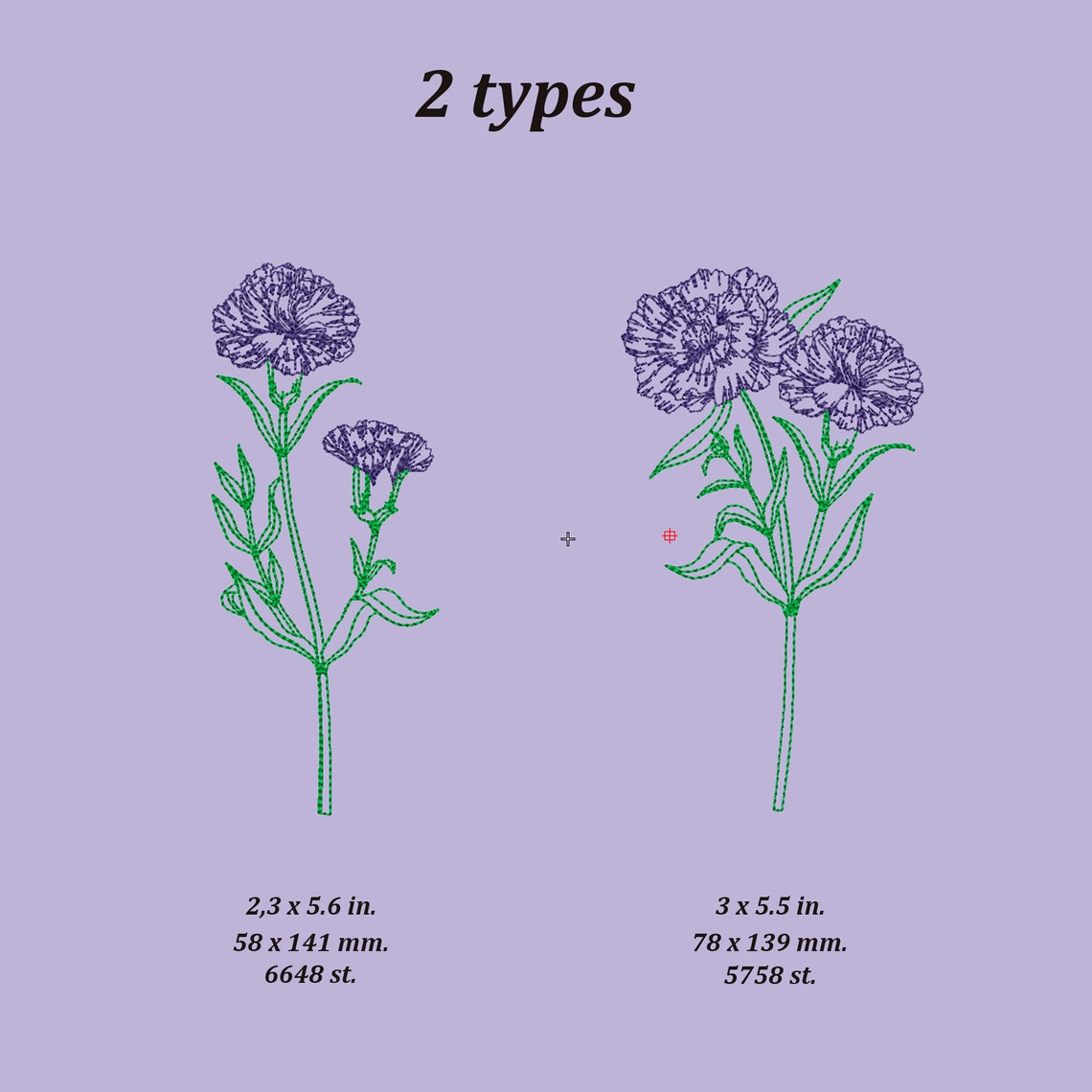 Machine Embroidery Carnation Carnation Machine Embroidery | Etsy