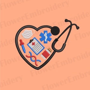 Nurse Machine Embroidery Design Medical Design Stethoscope Embroidery ...