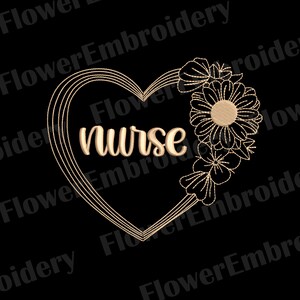 Nurse Machine Embroidery Design Flower Embroidery Stethoscope Heartbeat ...