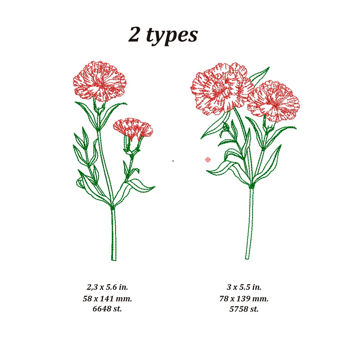 Machine Embroidery Carnation Carnation Machine Embroidery | Etsy