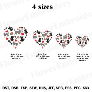 I Love Cat Machine Embroidery Design Kitty Embroidery Machine ...
