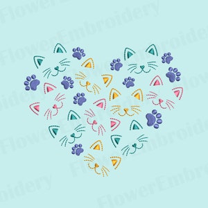 I Love Cat Machine Embroidery Design Kitty Embroidery Machine ...