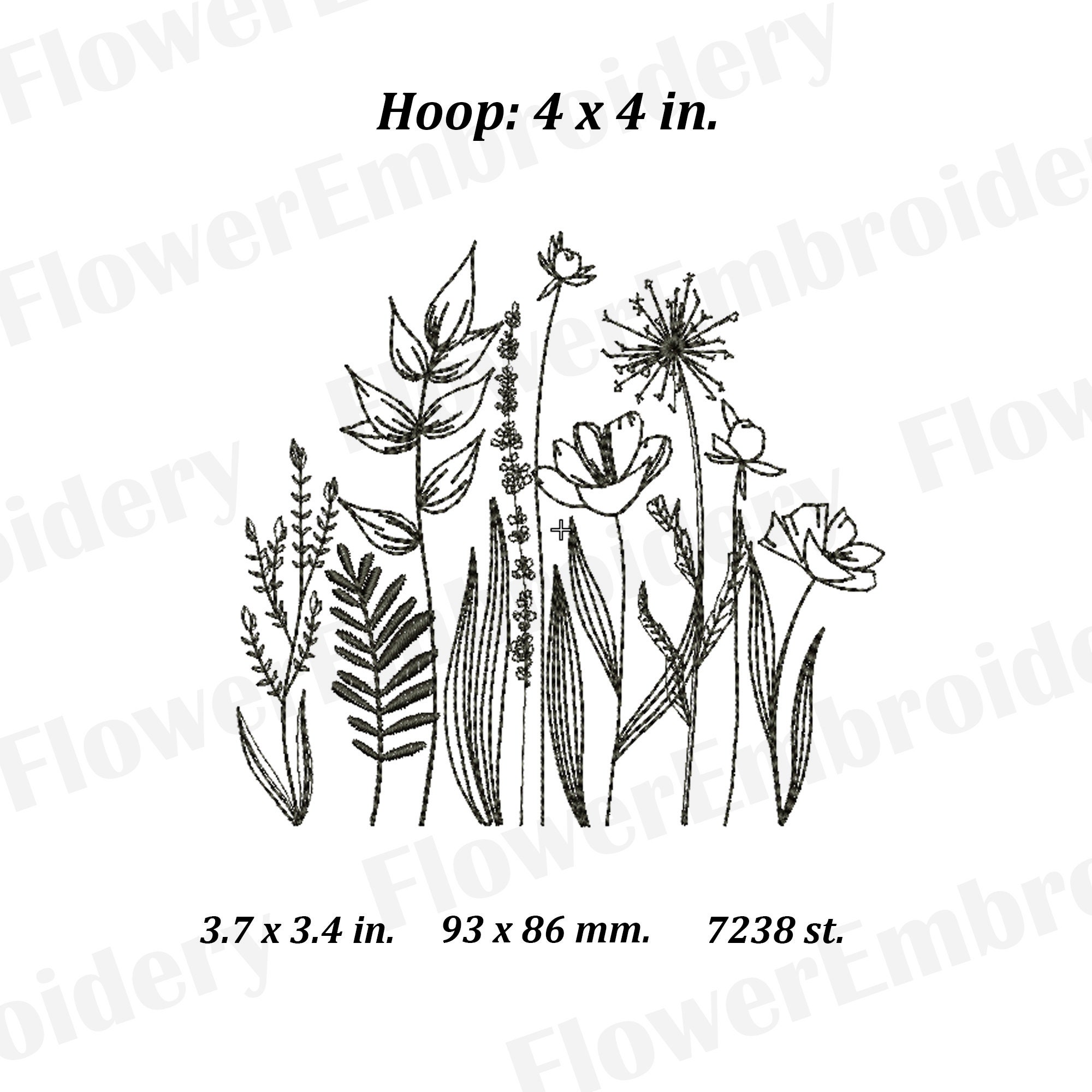Wildflower Machine Embroidery Machine Embroidery Design Grass ...