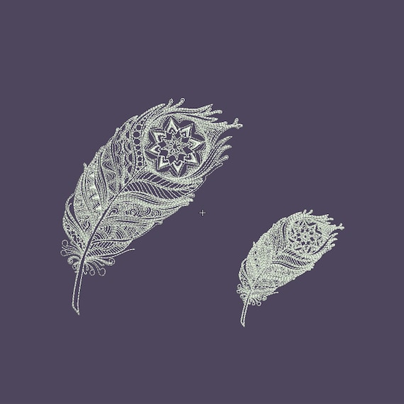 Feather Embroidery Feather Embroidery Design Feather Design - Etsy