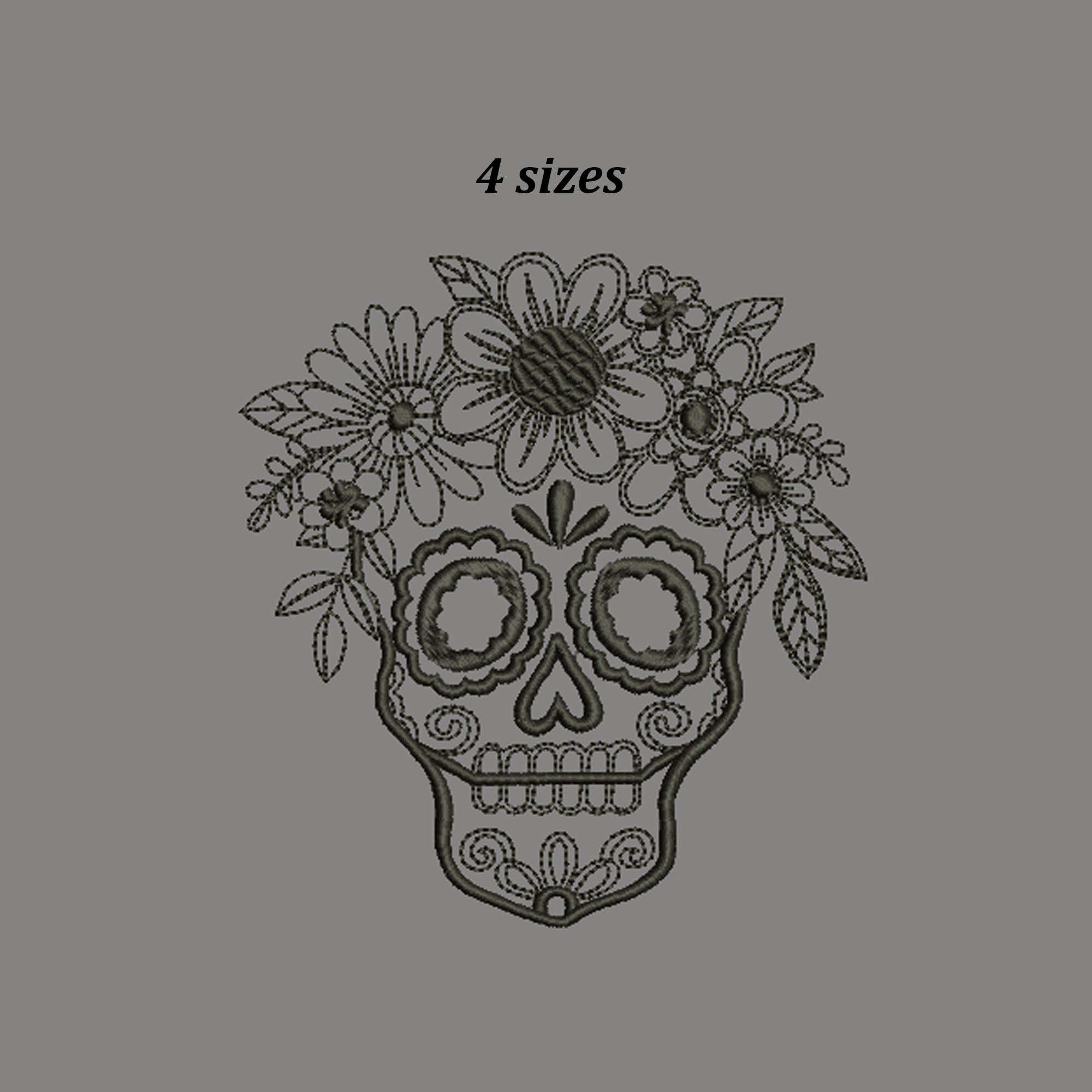 Sugar Skull Embroidery Design Line Art Embroidery One Line | Etsy