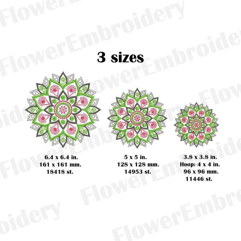 Mandala Machine Embroidery Design Flower Embroidery Design - Etsy