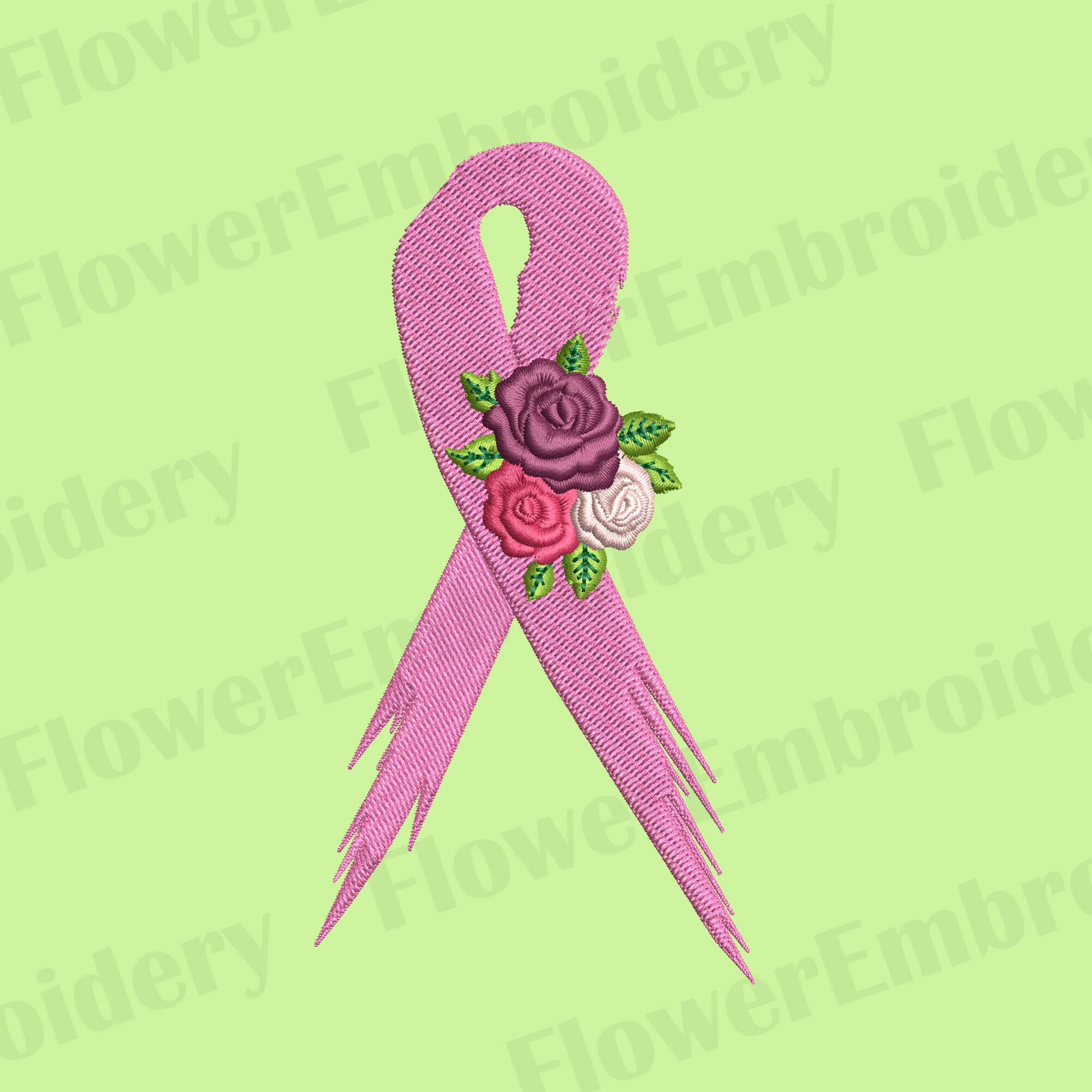 Awareness Ribbon Embroidery Design Feather Pink Ribbon - Etsy