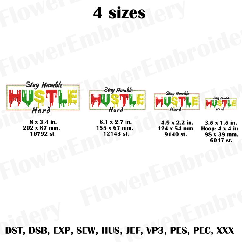 Stay Humble Hustle Hard Machine Embroidery Dripping Dope Design ...