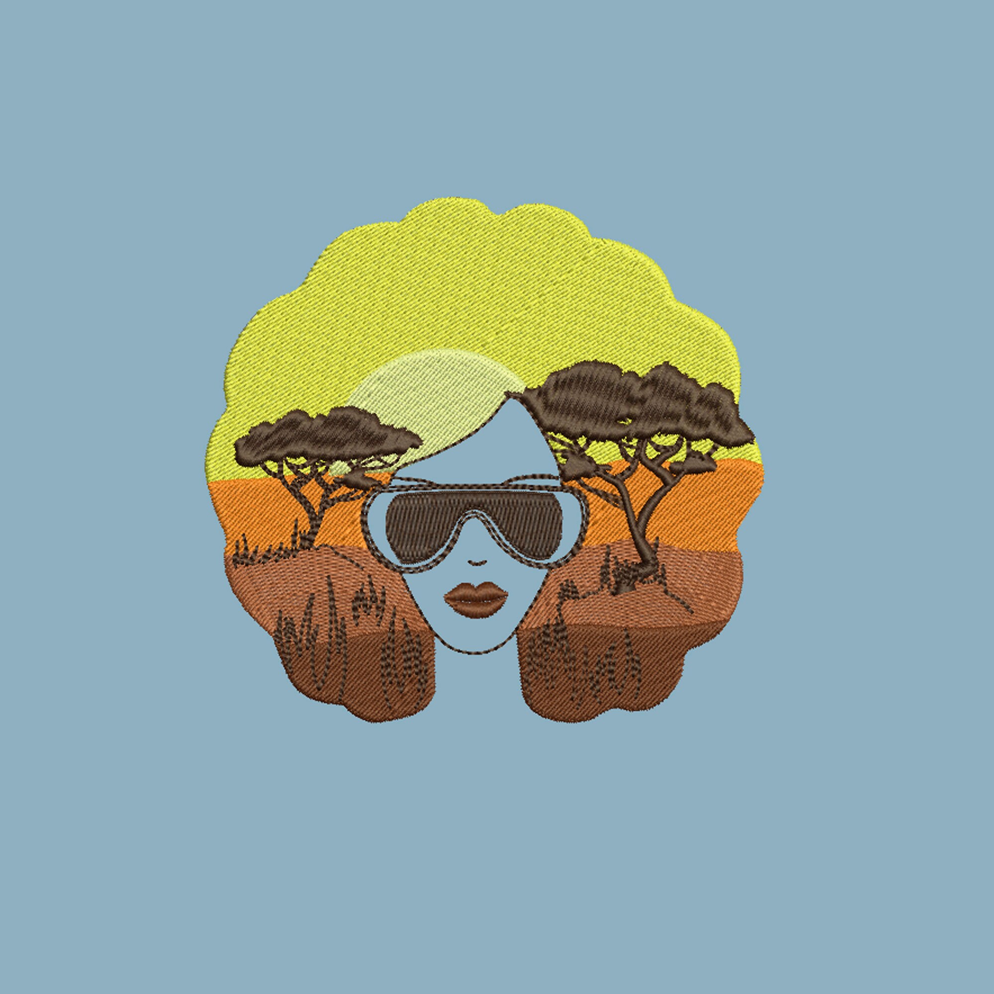 African american embroidery African landscape embroidery Black | Etsy