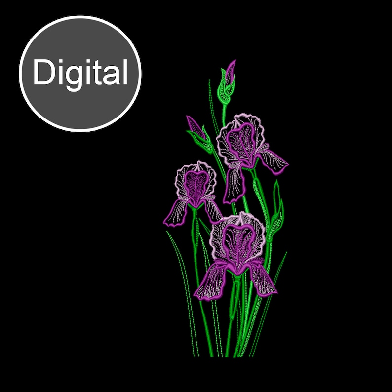 Iris Machine Embroidery Design Embroidery Designs for Machine | Etsy