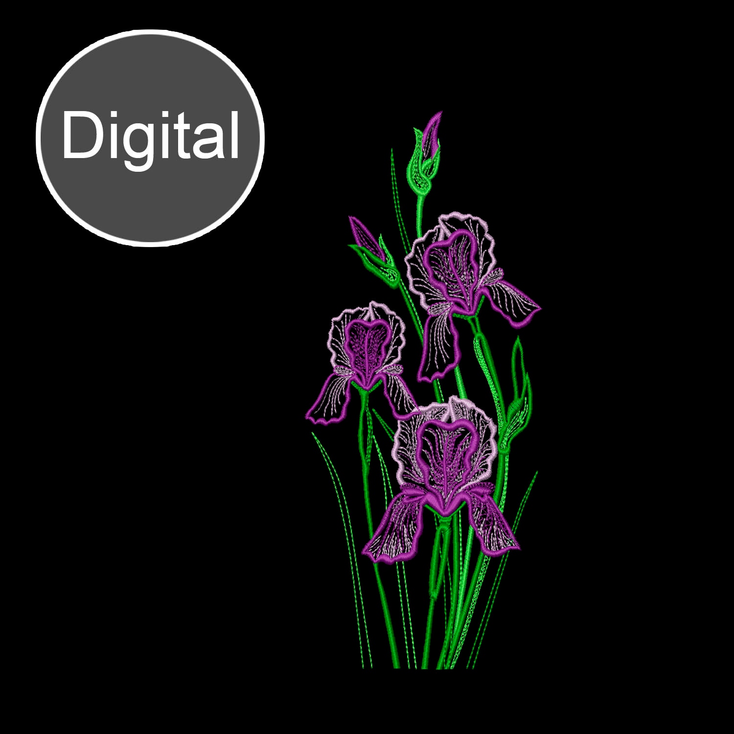 Iris machine embroidery design Embroidery designs for machine | Etsy