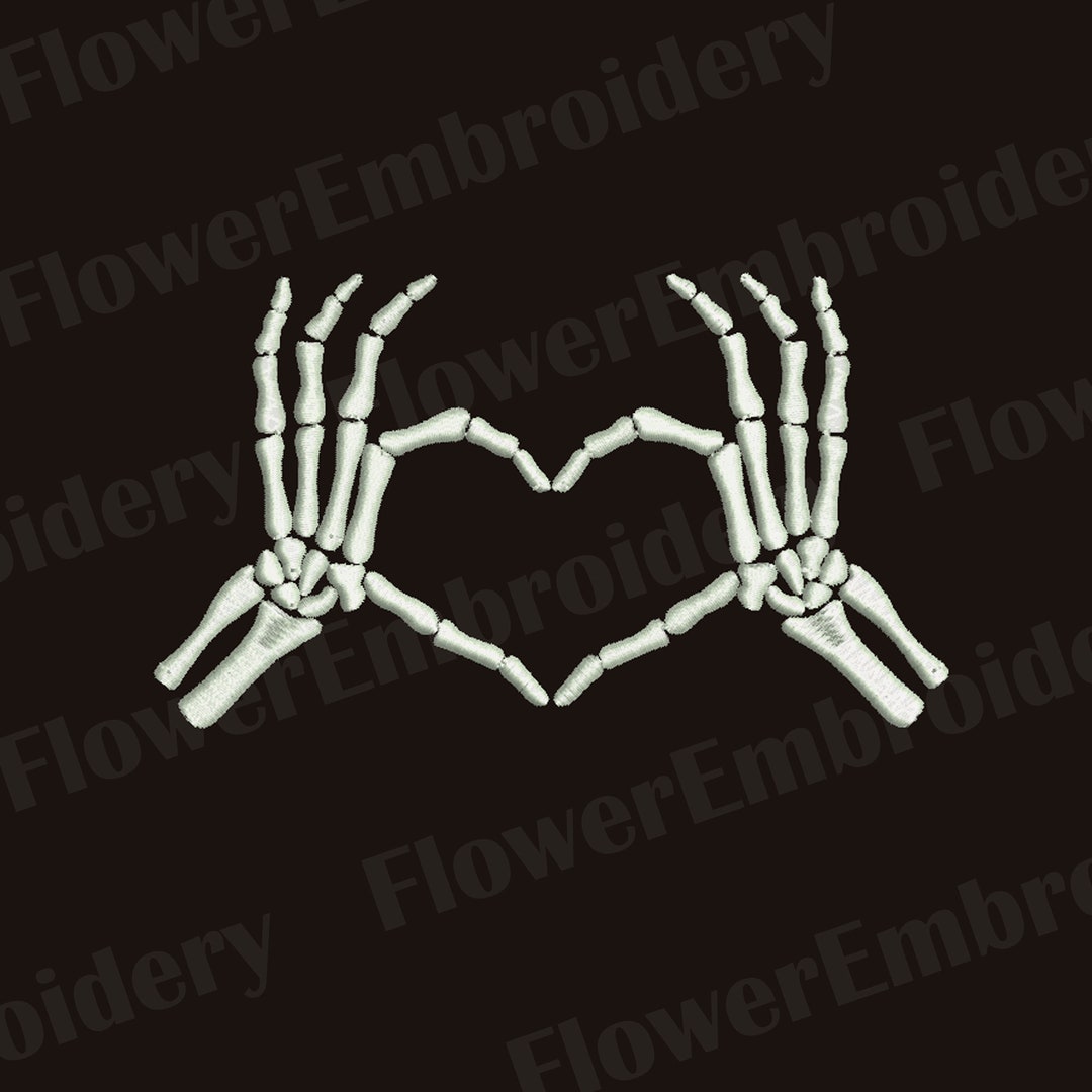 Skeleton Peace Hand Halloween Skeleton Skeleton Hand Embroidery Design ...