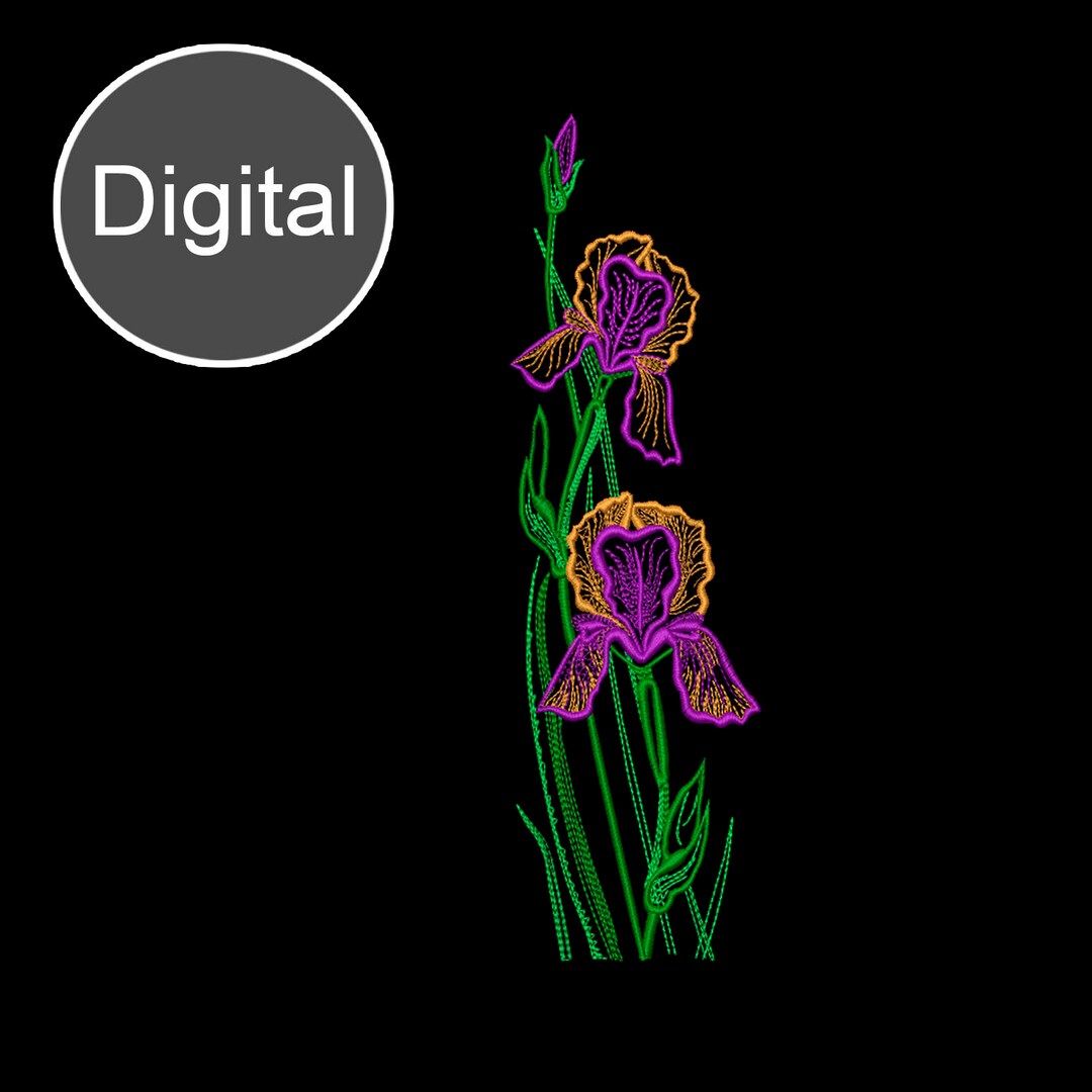 Iris Machine Embroidery Design Blooming Iris Embroidery Design Files ...
