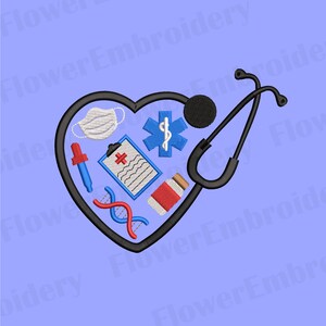 Nurse Machine Embroidery Design Medical Design Stethoscope Embroidery ...