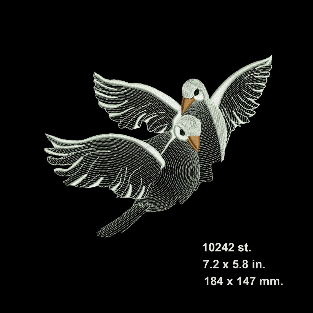 Doves of Peace Embroidery Embroidered Bird Line Art Embroidery Wedding ...