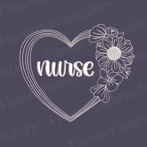 Nurse Machine Embroidery Design Flower Embroidery Stethoscope Heartbeat ...