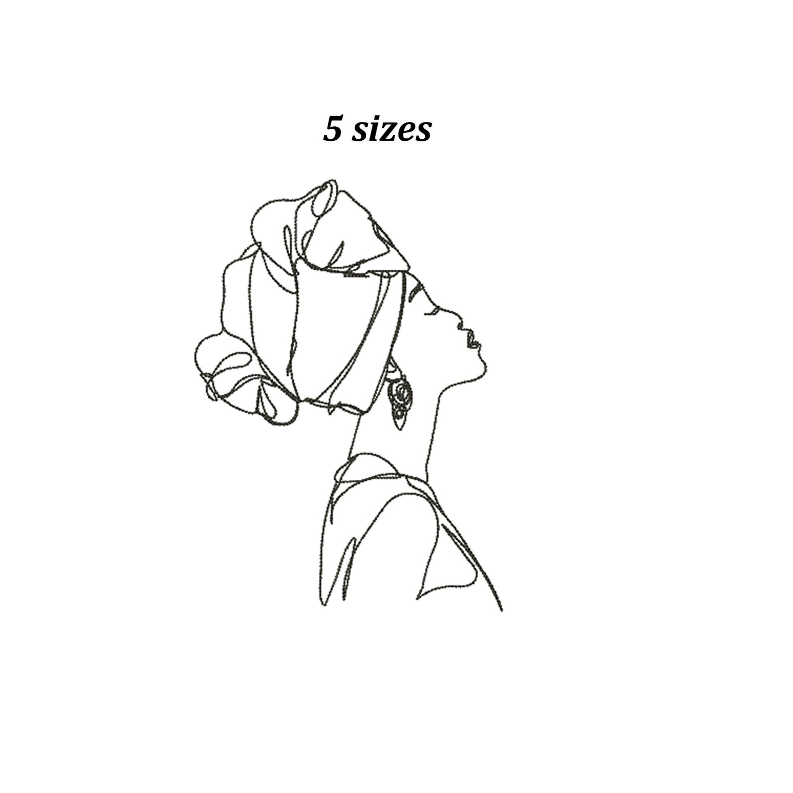 African American Embroidery Designs Minimal Line Art Woman | Etsy