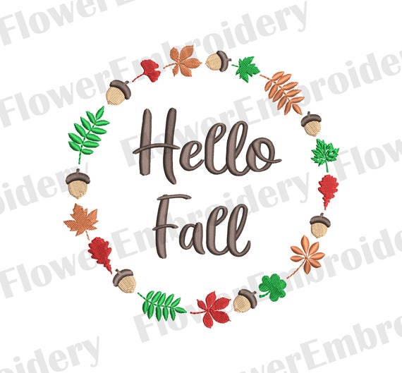 Hello Fall Machine Embroidery Design Pumpkin Pes File Welcome - Etsy