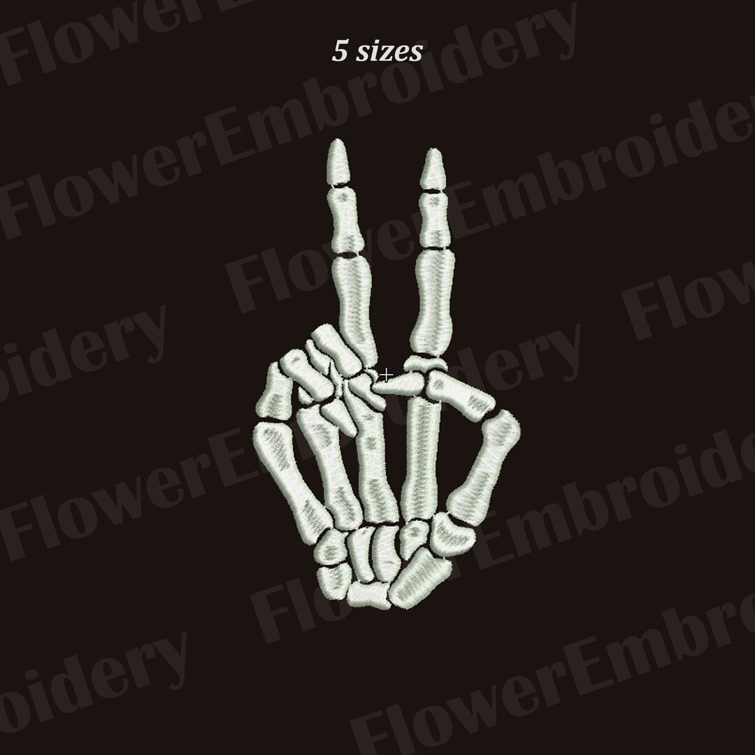 Skeleton Peace Sign Hand Embroidery Design (digital Download) - Etsy