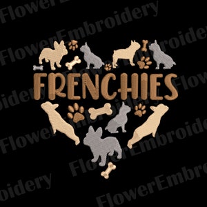 French Bulldog Embroidery Design: Dog Mom Frenchie Silhouette (10 ...