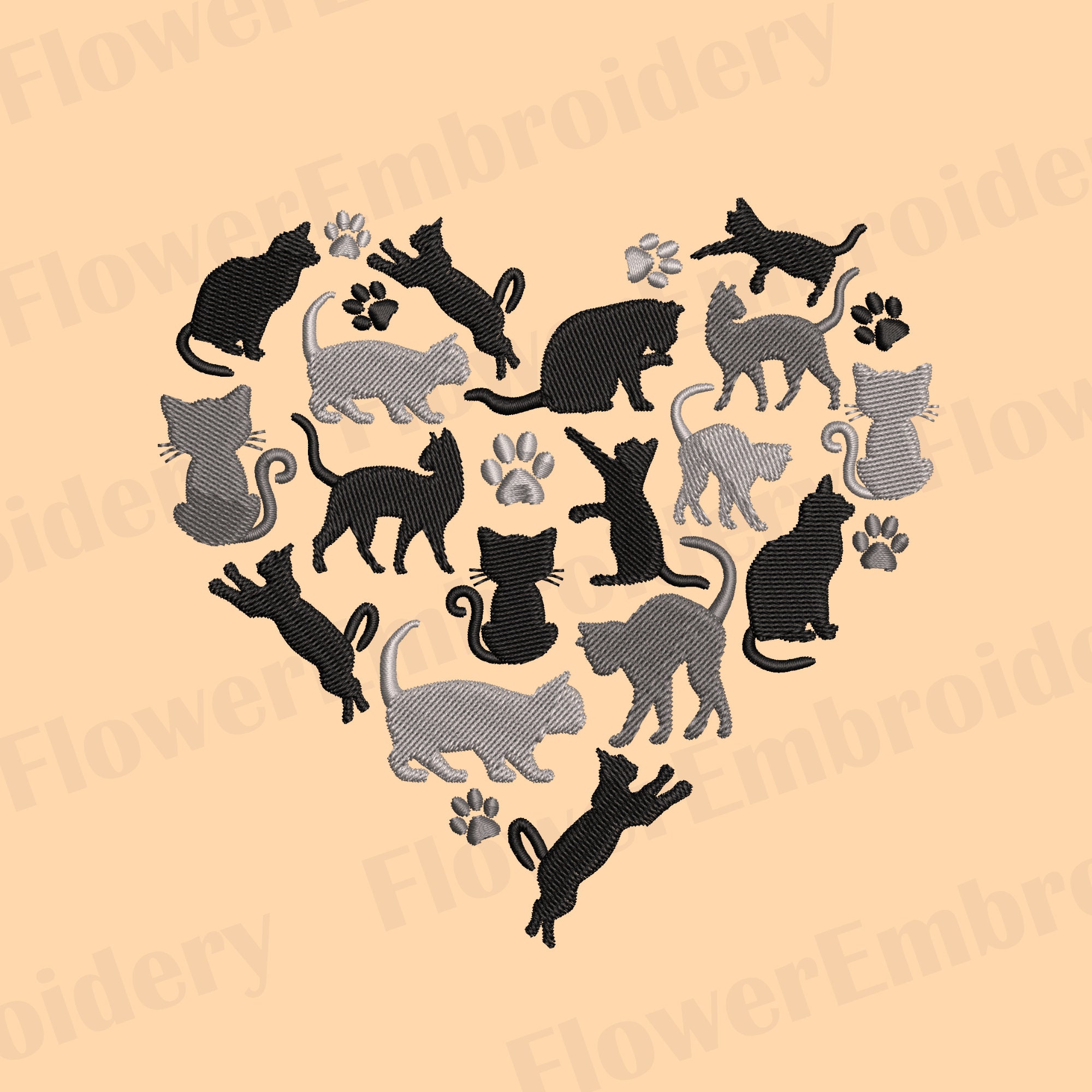 I Love Cat Machine Embroidery Design Kitty Embroidery Machine - Etsy