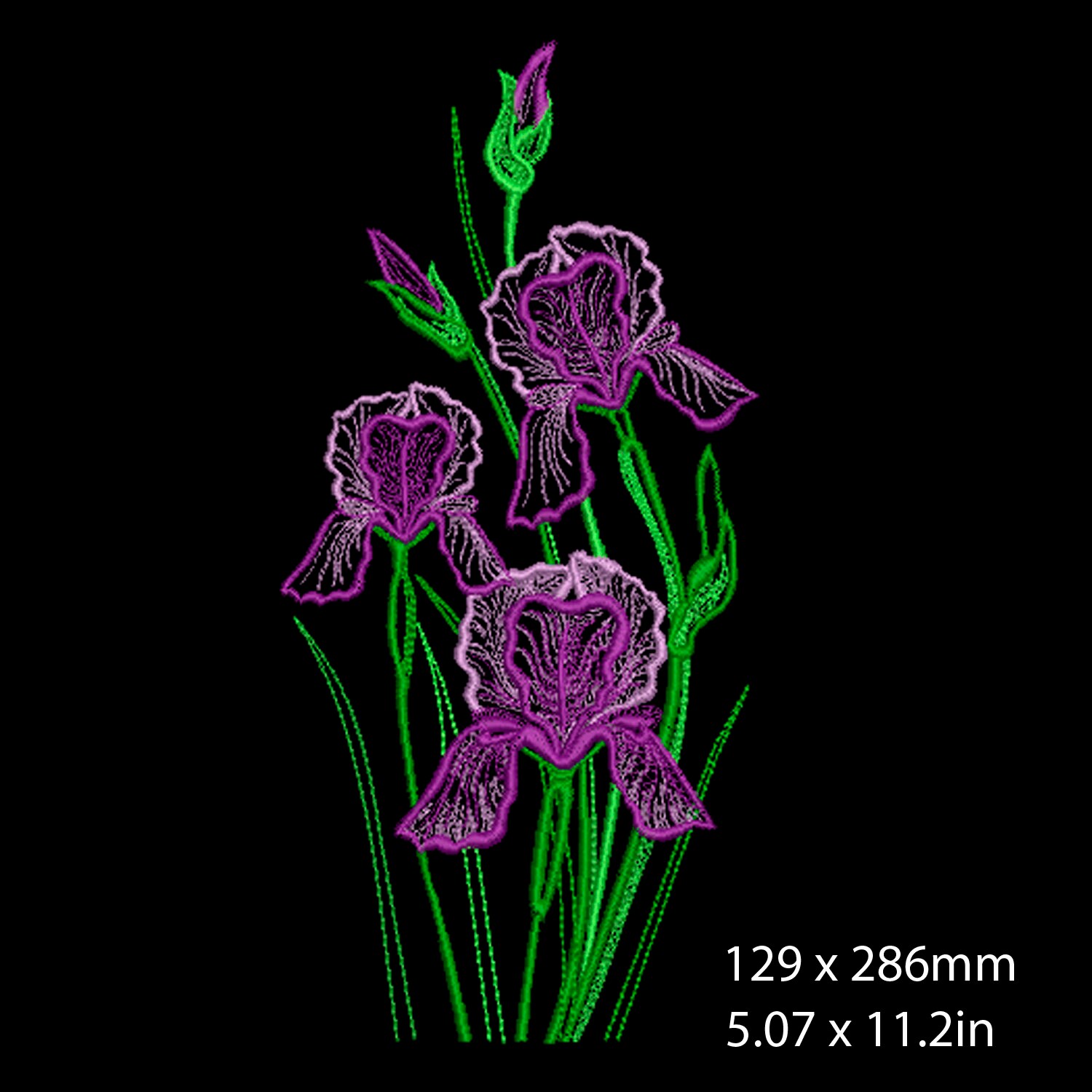 Iris machine embroidery design Embroidery designs for machine | Etsy