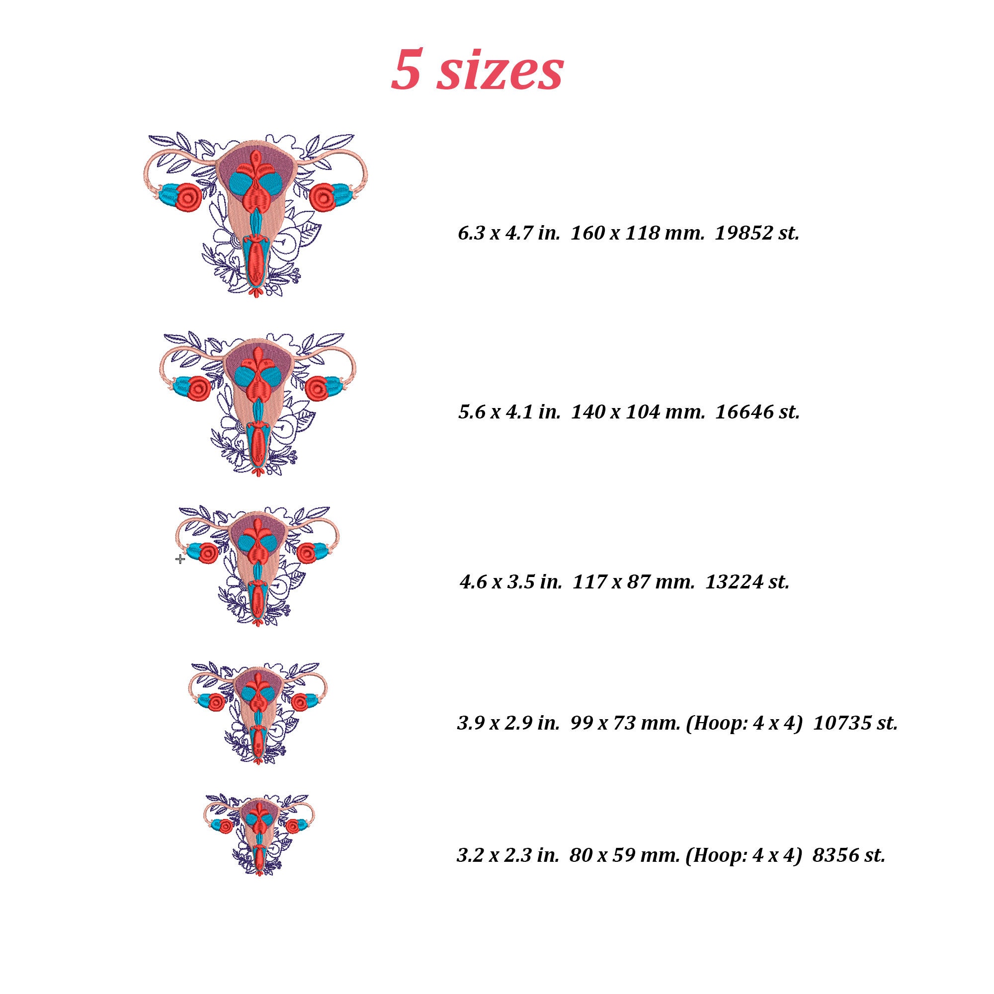 Uterus embroidery design Uterus in flowers embroidery Woman | Etsy