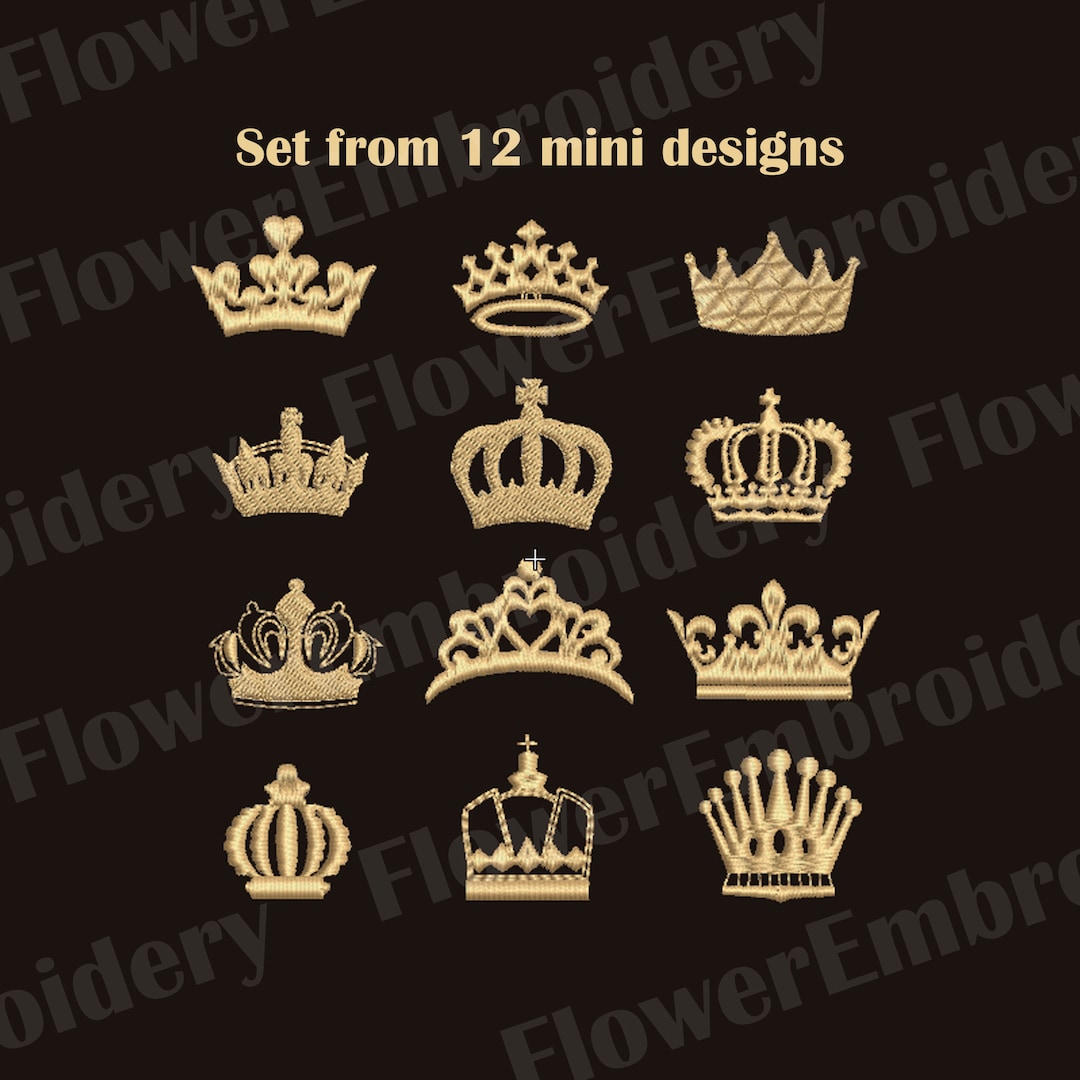 Crown Embroidery Designs: Mini Queen Crown Bundle (digital Download) - Etsy