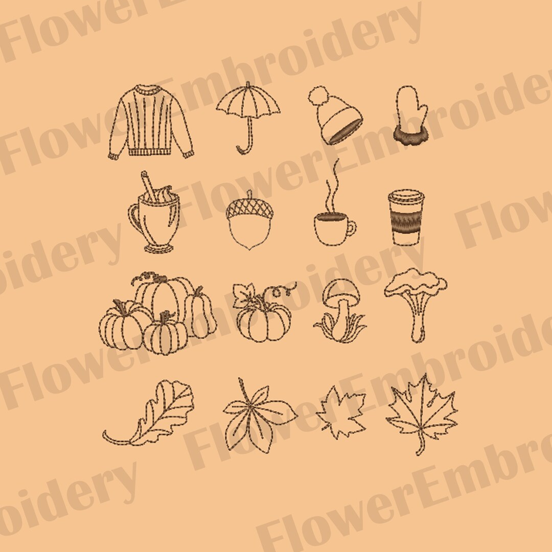 Autumn Embroidery Design: Fall Harvest Bundle (machine Embroidery) - Etsy