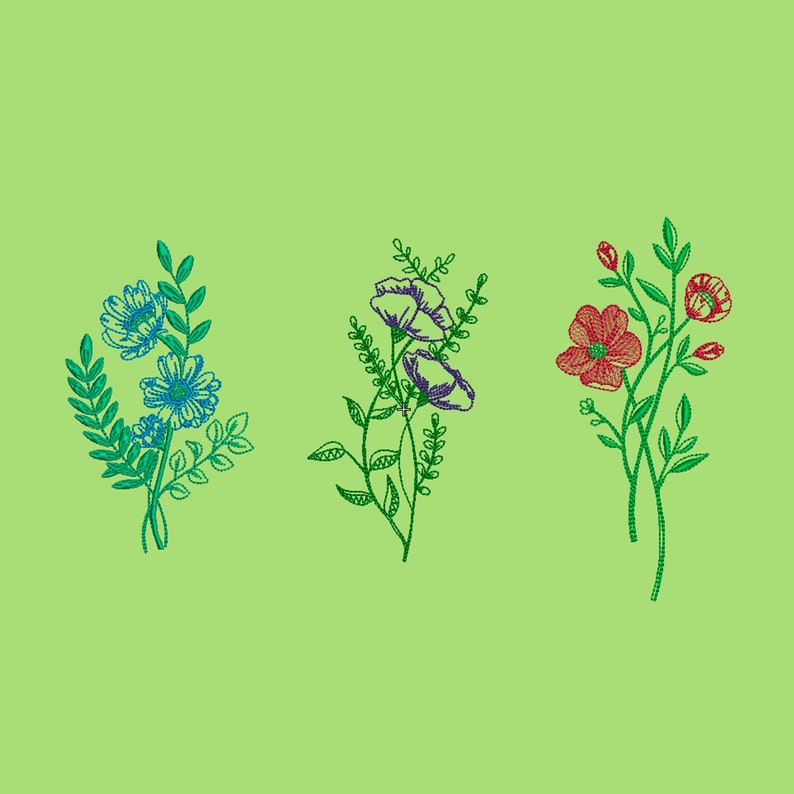 Simple Flower Embroidery Machine Wildflower Embroidery Design | Etsy