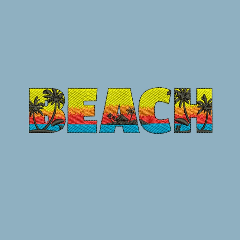 Beach Machine Embroidery Design Sunset Beach Embroidery Summer - Etsy