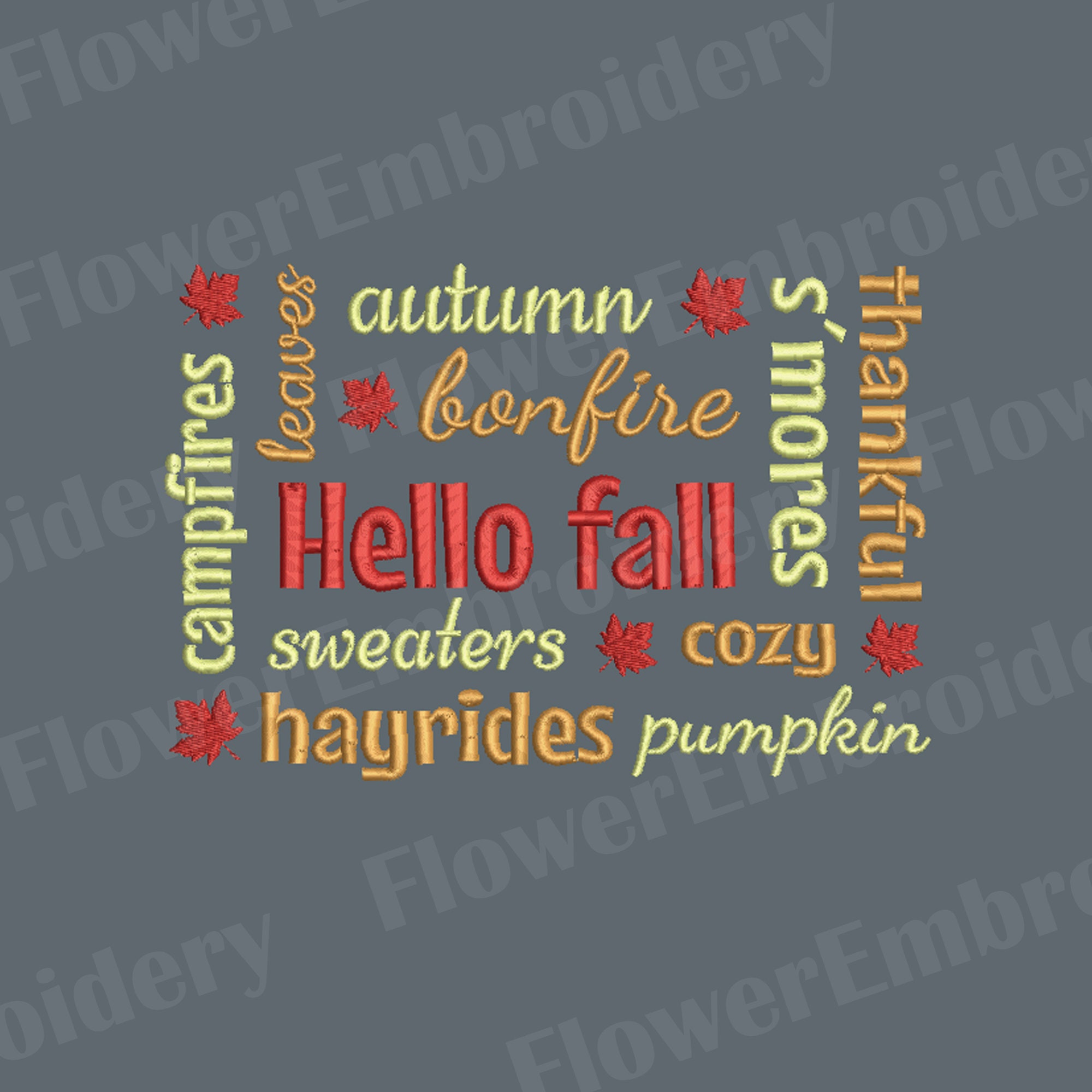 Hello Fall Machine Embroidery Design: Pumpkin Bonfire (10 Formats) - Etsy