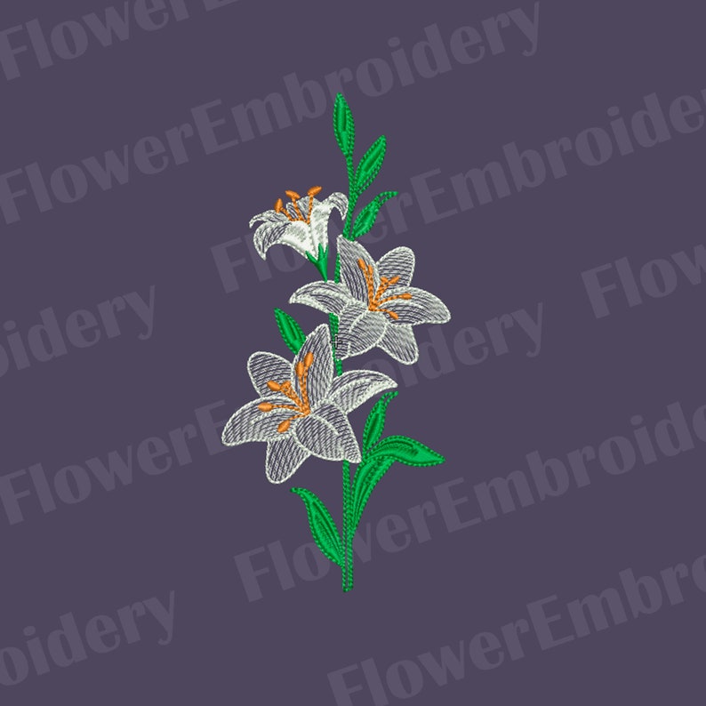 Lilies Machine Embroidery Design Flora Embroidery Line Art Embroidery ...