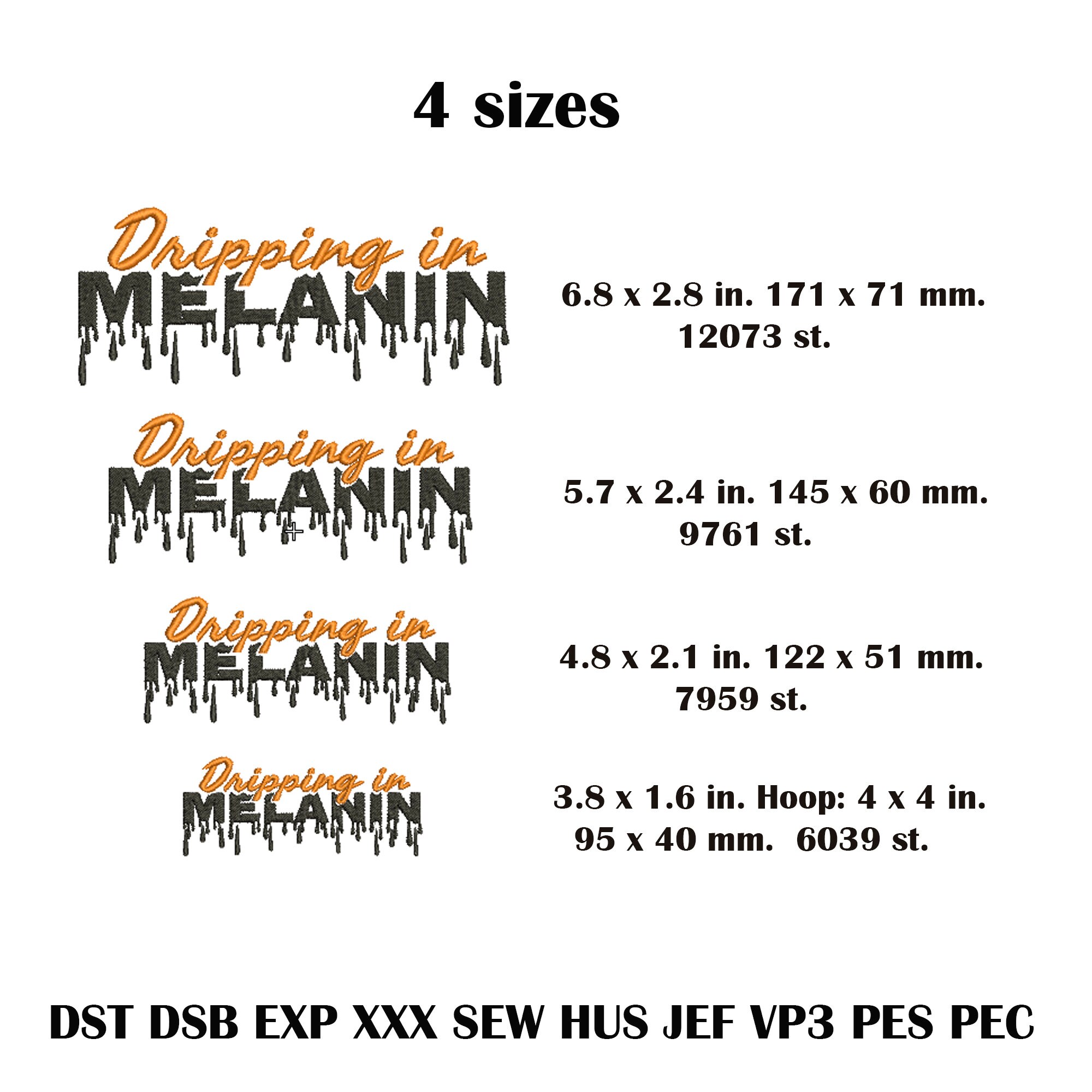 Dripping in Melanin Embroidery Design (PES, DST, EXP) - Etsy