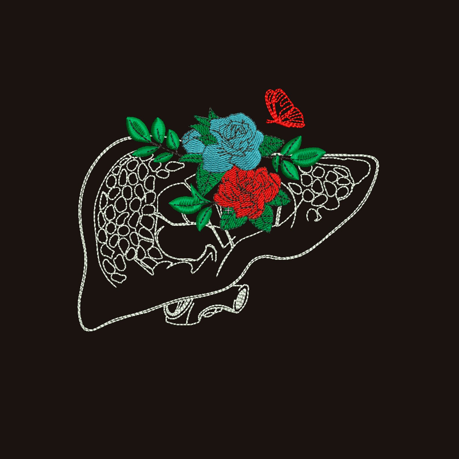 Floral Anatomical Liver Embroidery Design (digital Download) - Etsy
