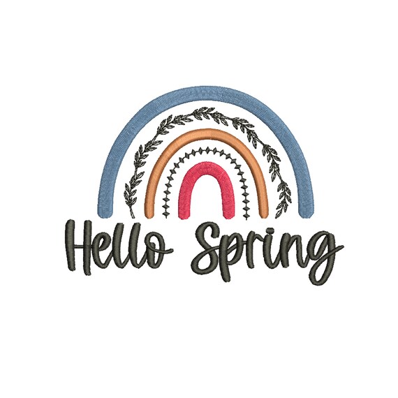 Hello spring rainbow embroidery design Boho spring rainbow design ...