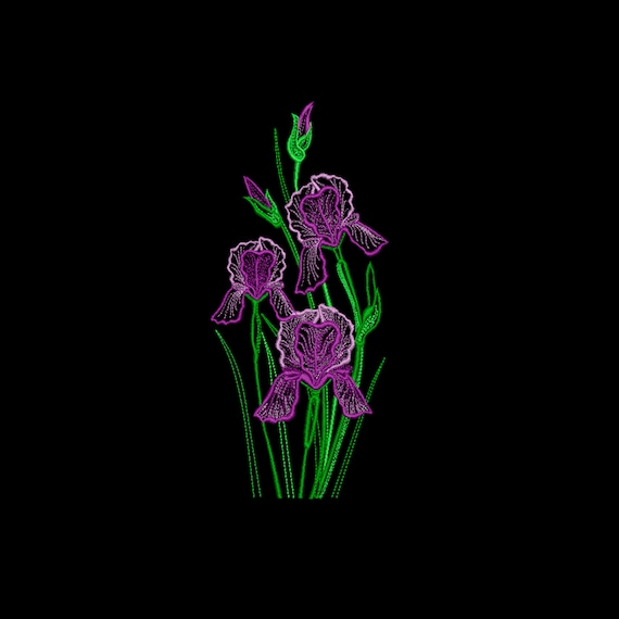 Iris Machine Embroidery Design Embroidery Designs for Machine - Etsy