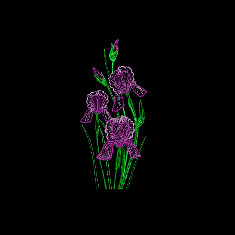 Iris Machine Embroidery Design Embroidery Designs for Machine - Etsy